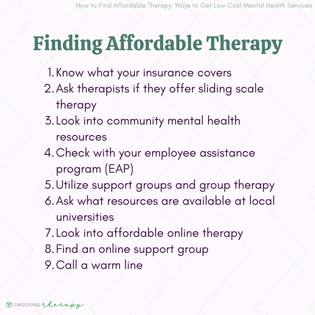 How to Find Affordable Therapy: 9 Ways to Get Low Cost Mental Health ...
