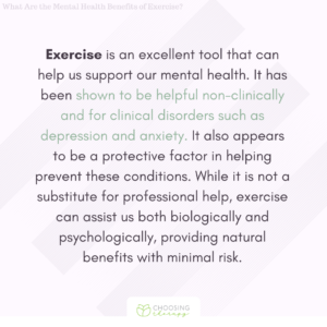 What Are the Mental Health Benefits of Exercise? - Choosing Therapy