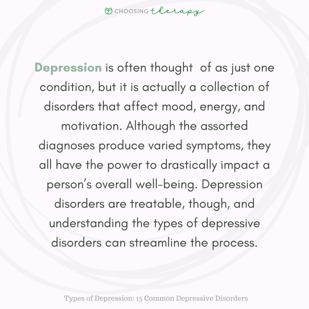 Types of Depression: 15 Common Depressive Disorders - Choosing Therapy