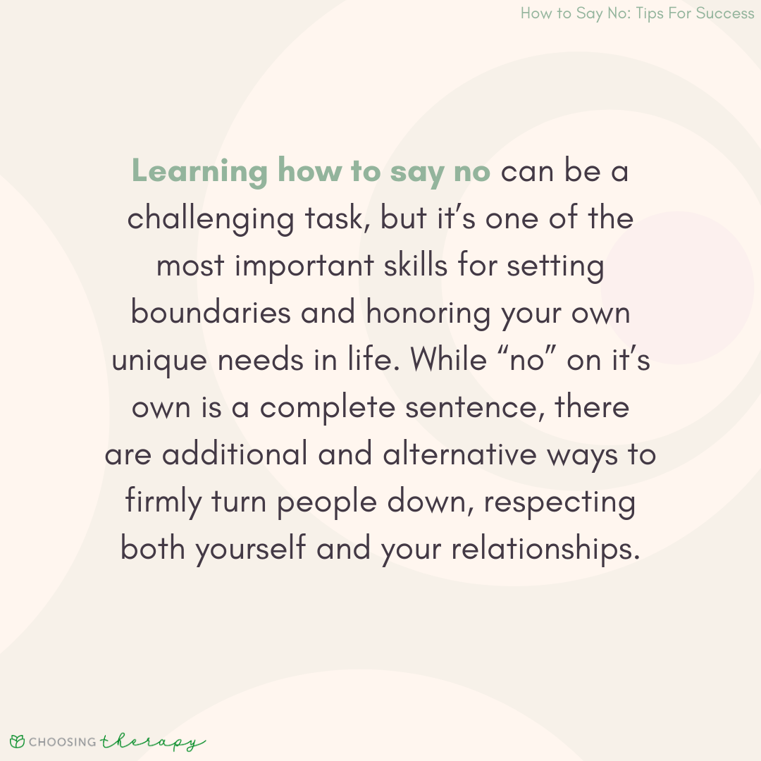 How to Say No: 20 Tips For Success - Choosing Therapy