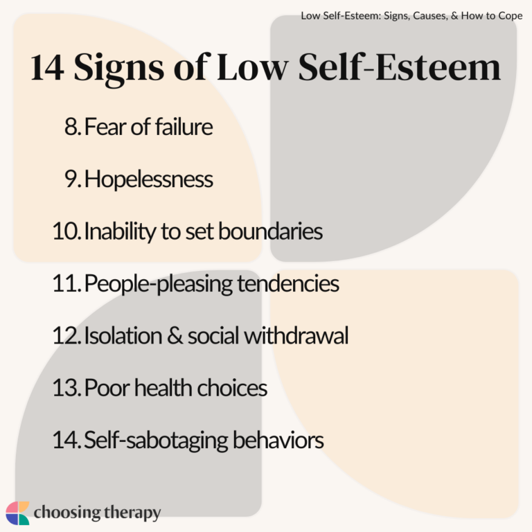Low Self-Esteem: Signs, Causes, & How to Cope | ChoosingTherapy.com