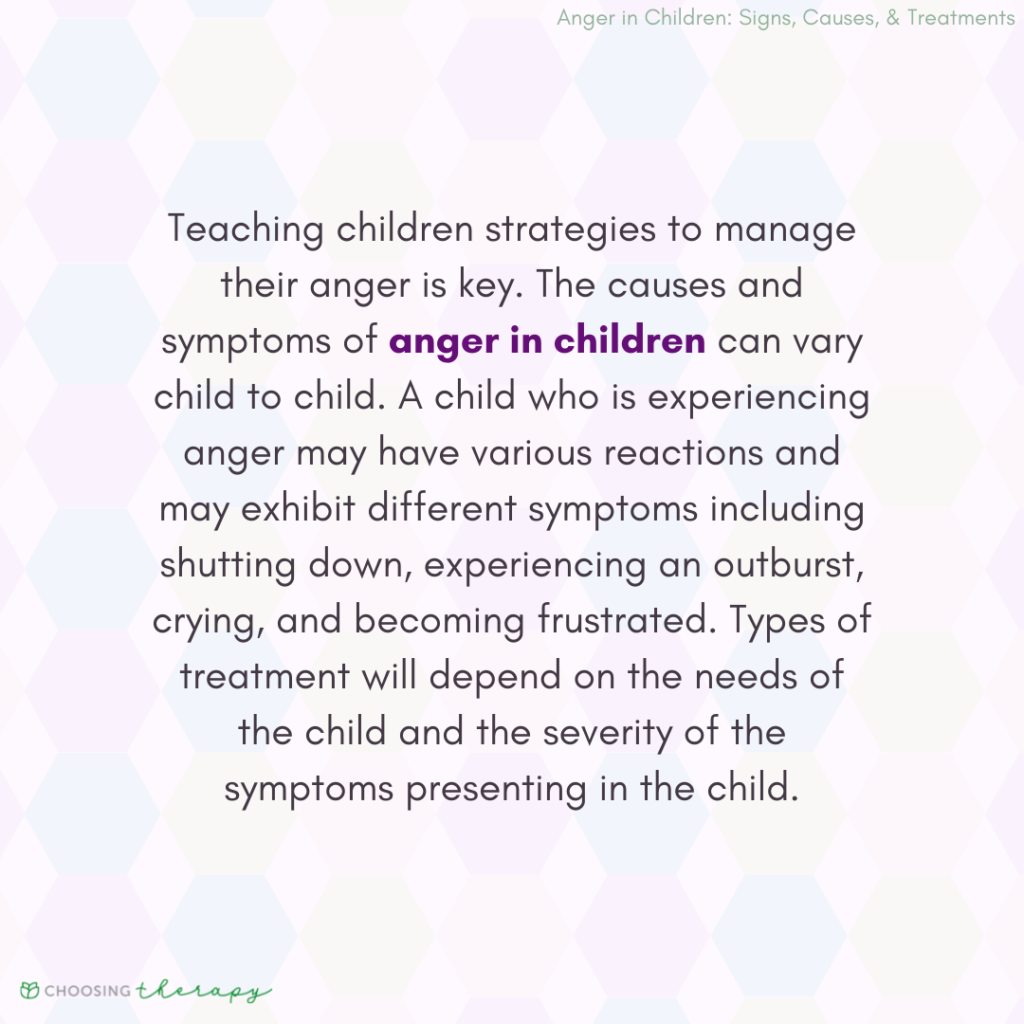 Anger in Children: Signs, Causes, & Treatments - Choosing Therapy