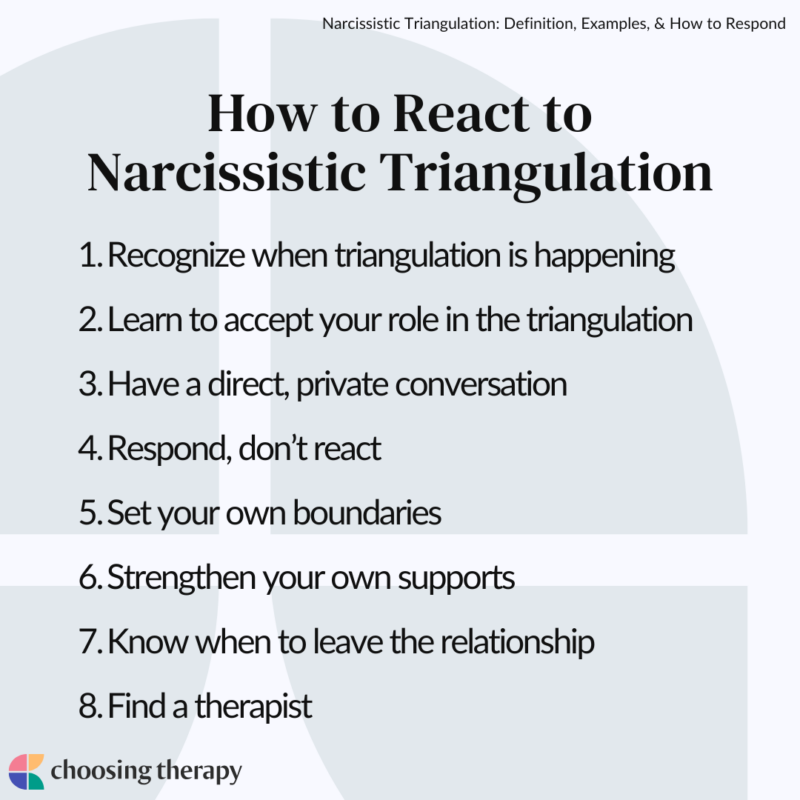 Narcissistic Triangulation: Definition, Examples, & How to Respond Narcissistic Triangulation: Definition, Examples, & How to Respond