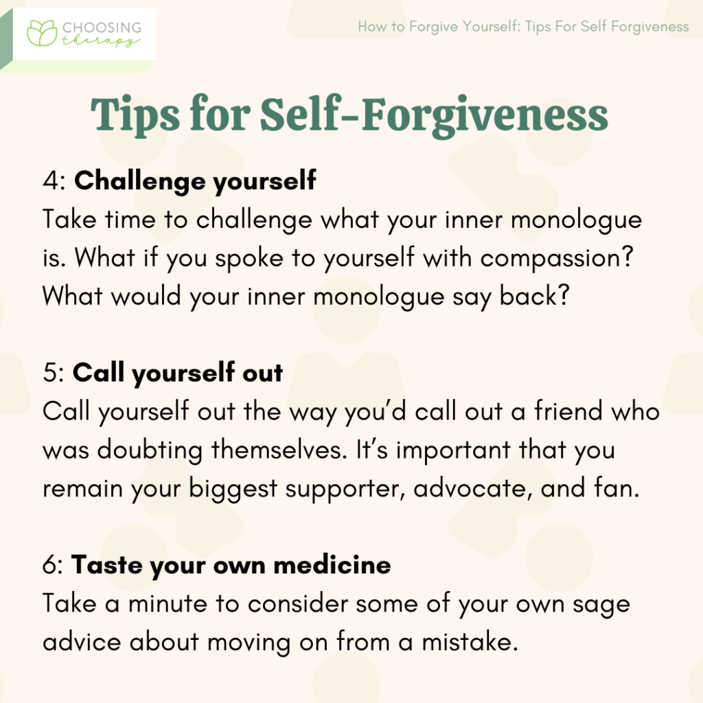 How to Forgive Yourself: 9 Tips For Self Forgiveness - Choosing Therapy