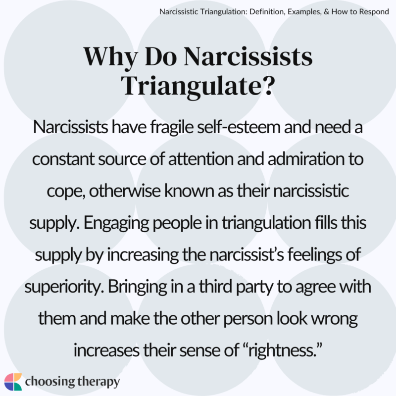 Narcissistic Triangulation: Definition, Examples, & How to Respond Narcissistic Triangulation: Definition, Examples, & How to Respond