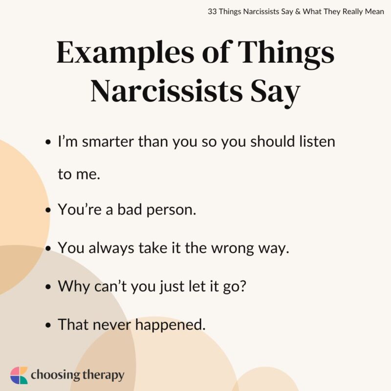 Things Narcissists Say & What They Mean