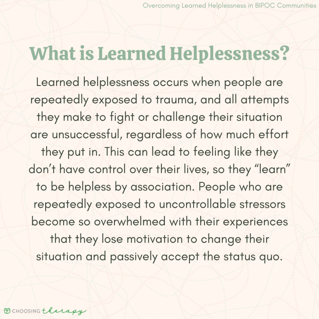 Overcoming Learned Helplessness in BIPOC Communities