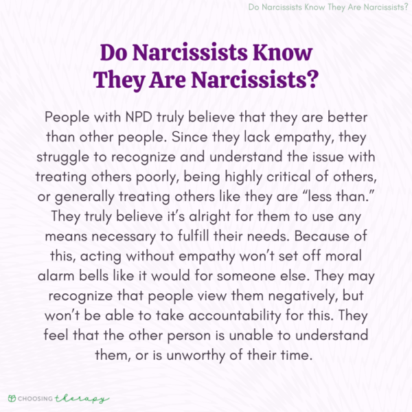 Do Narcissists Know That They Are Narcissists?