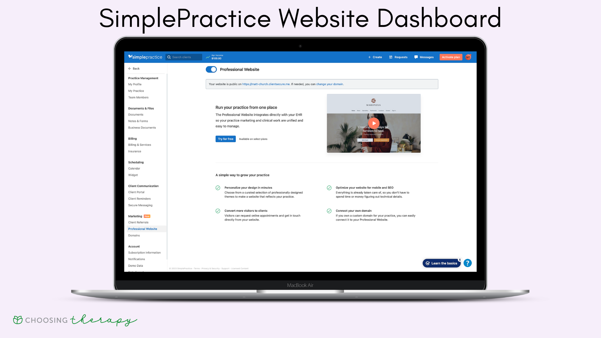 SimplePractice Website Builder Review 2024: Features, Pros & Cons, Cost ...