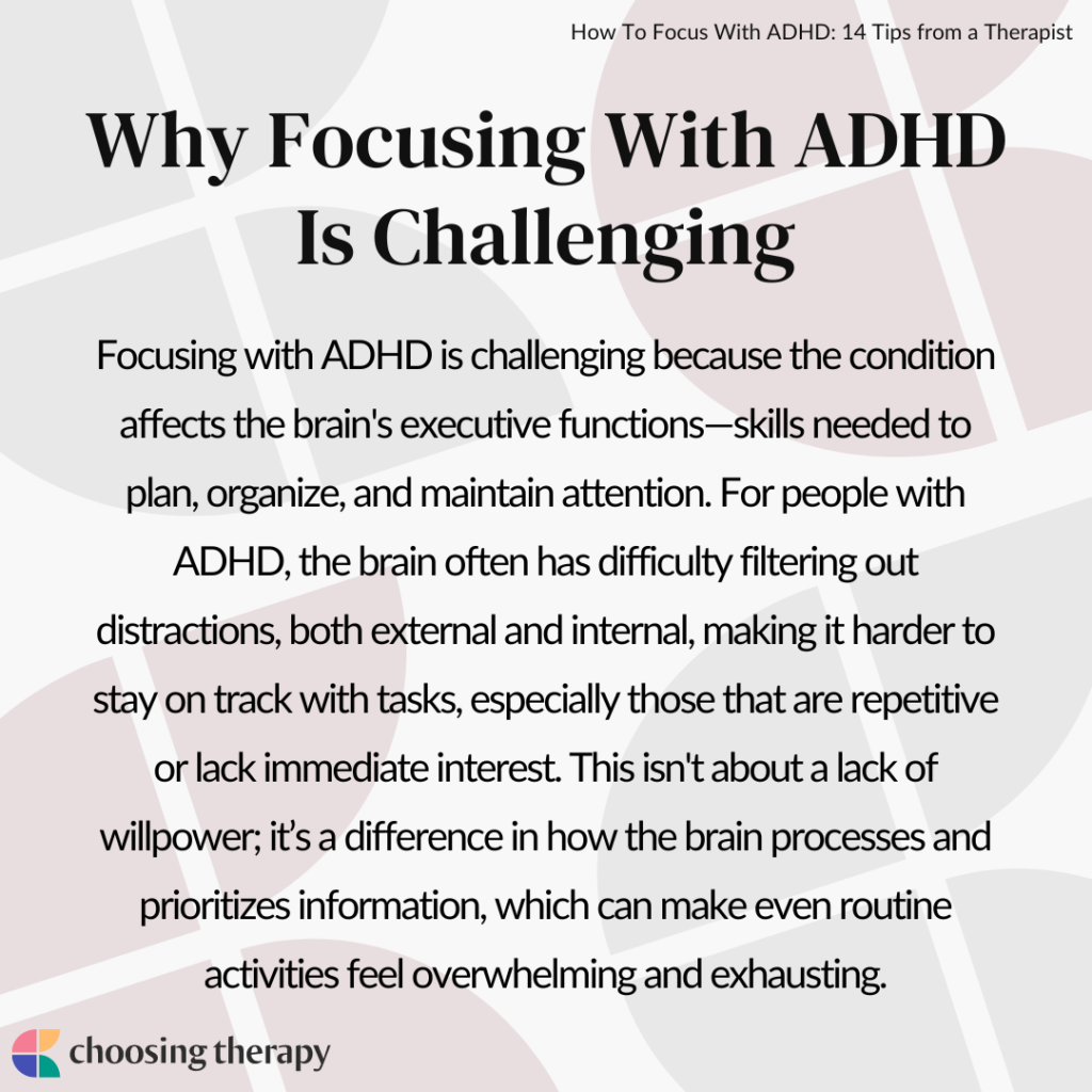 How To Focus With ADHD: 9 Tips from a Therapist | ChoosingTherapy.com