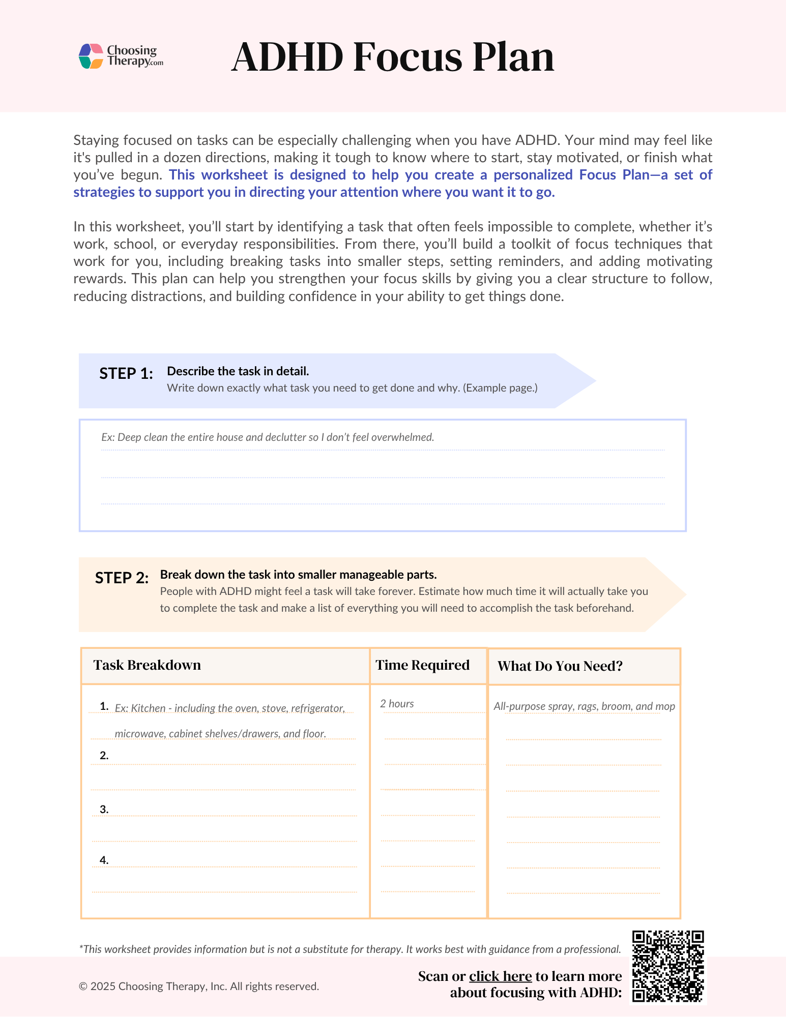 Adhd Worksheets