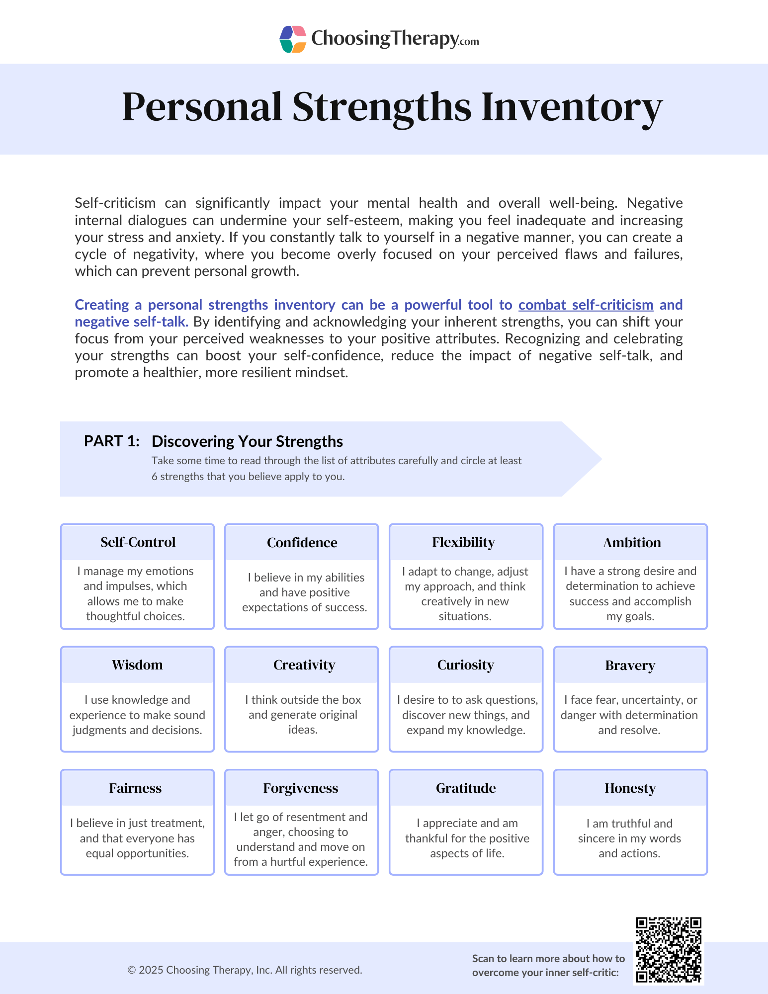 Personal Strengths 8 Best Images Of Family Strengths Worksheet