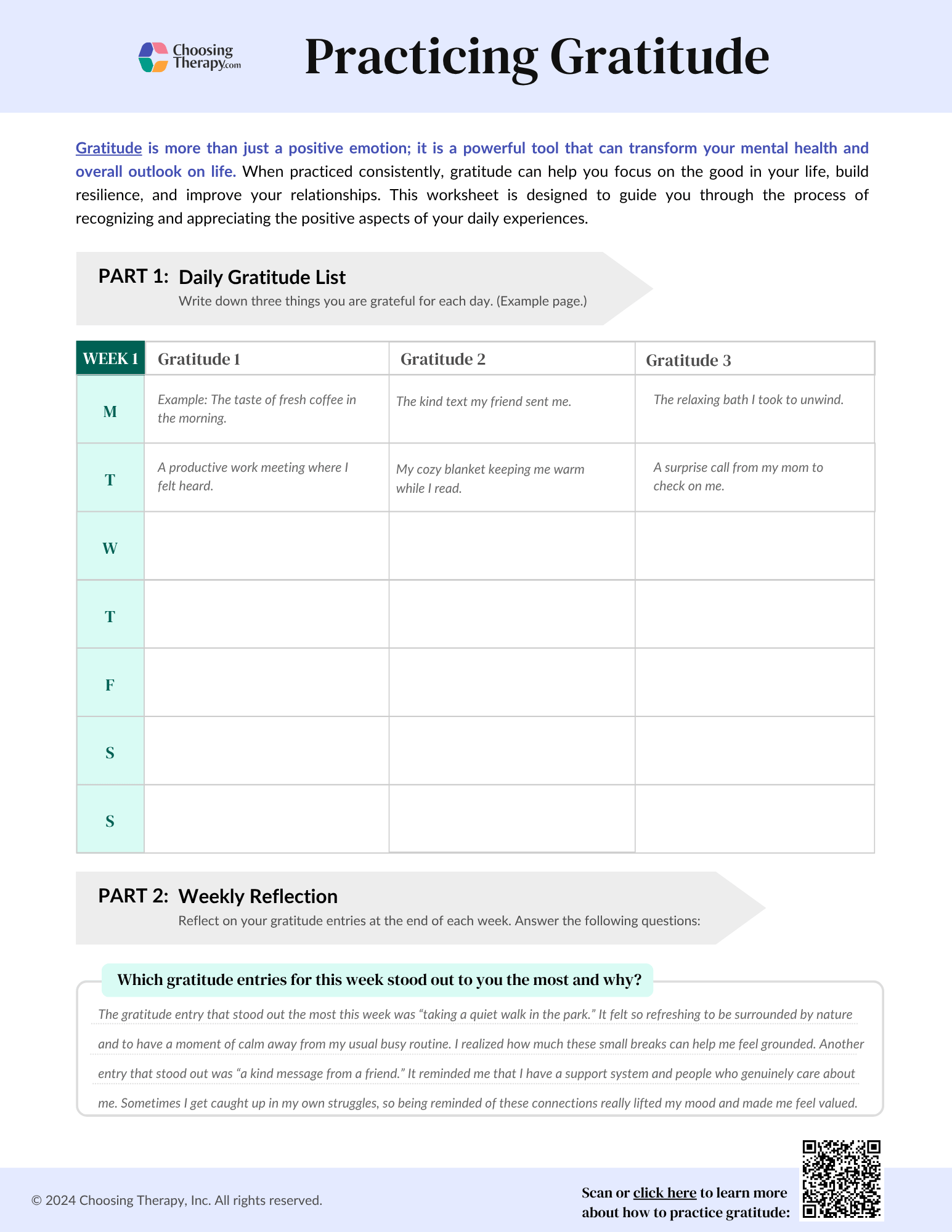 Free Practicing Gratitude Worksheet (PDF Download) | ChoosingTherapy.com