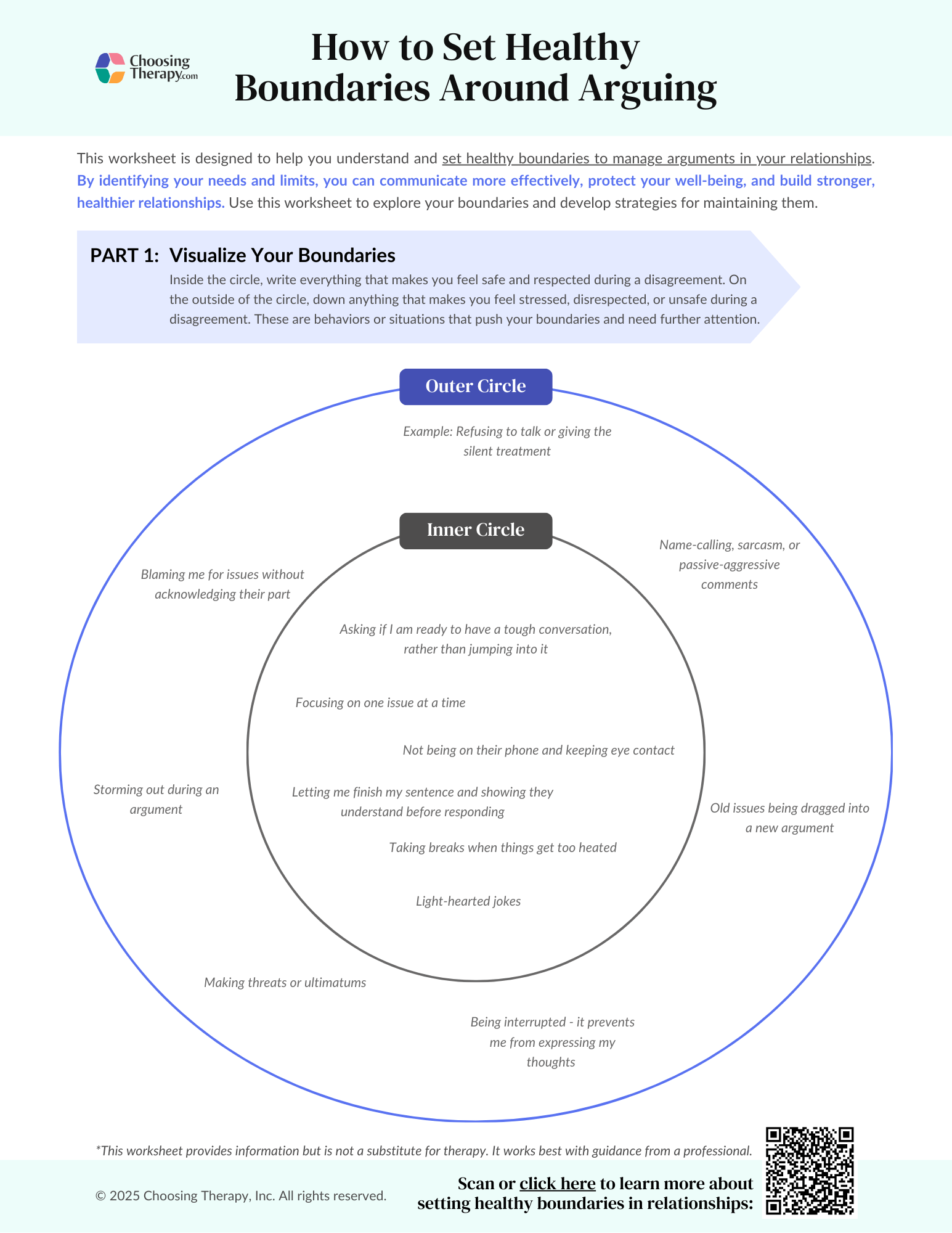 Free Setting Boundaries Around Arguing Worksheet (Printable PDF ...