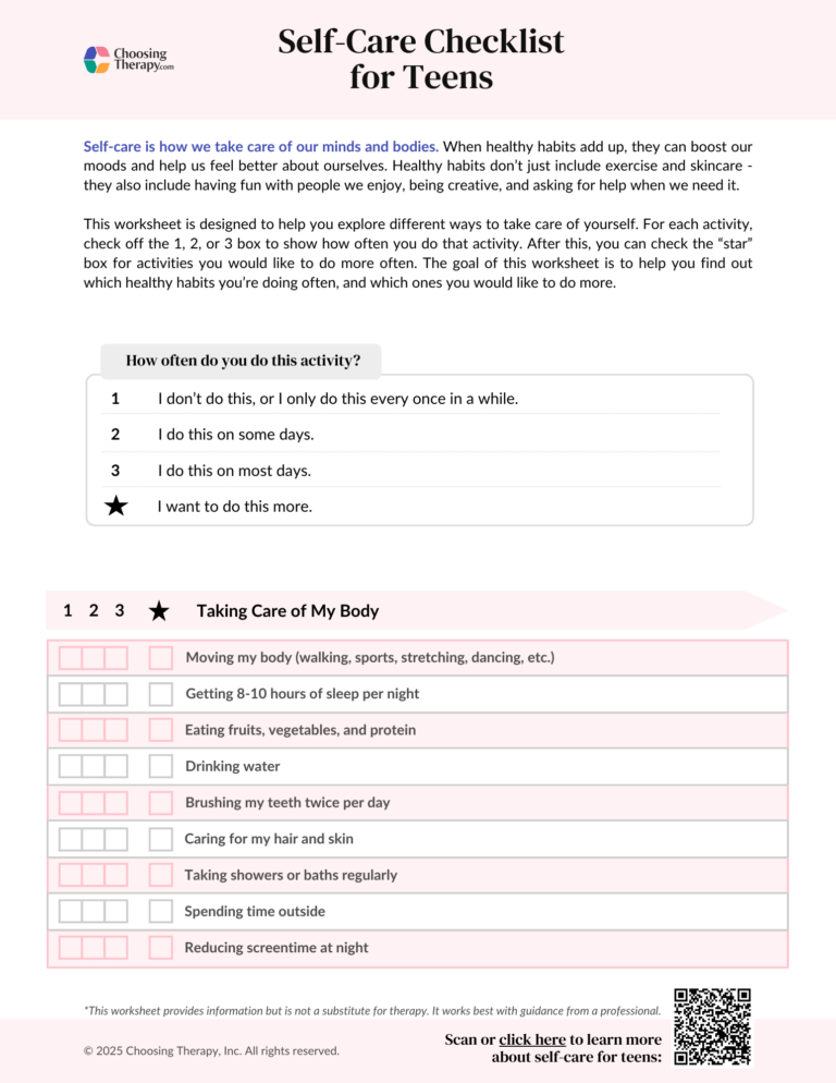 Free Therapy Worksheets for Teens (PDF Downloads) | ChoosingTherapy.com