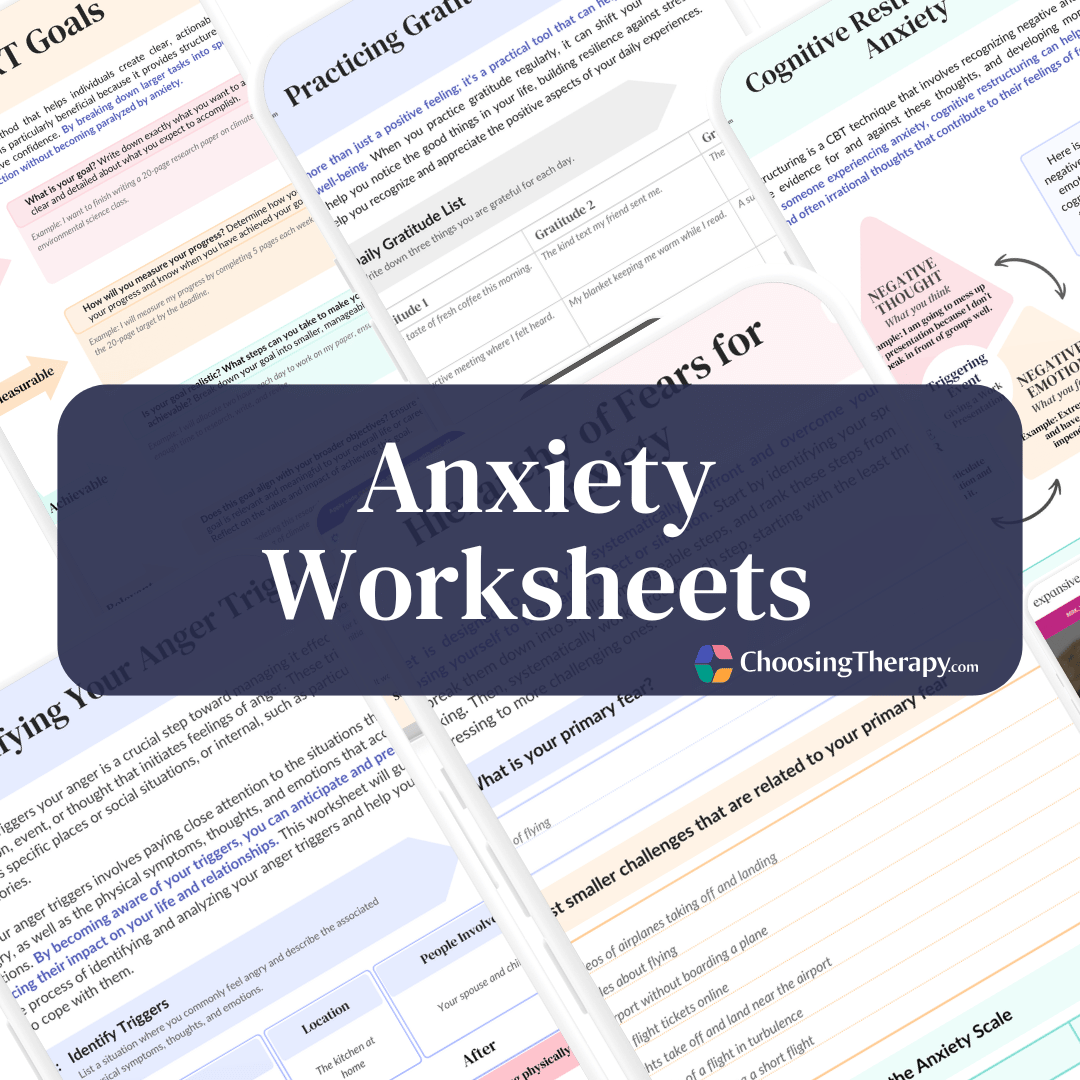 Free Anxiety Worksheets (PDF Downloads) | ChoosingTherapy.com