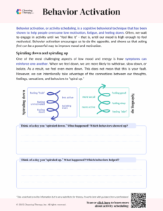 Free Behavioral Activation Worksheet (Printable PDF) | ChoosingTherapy.com