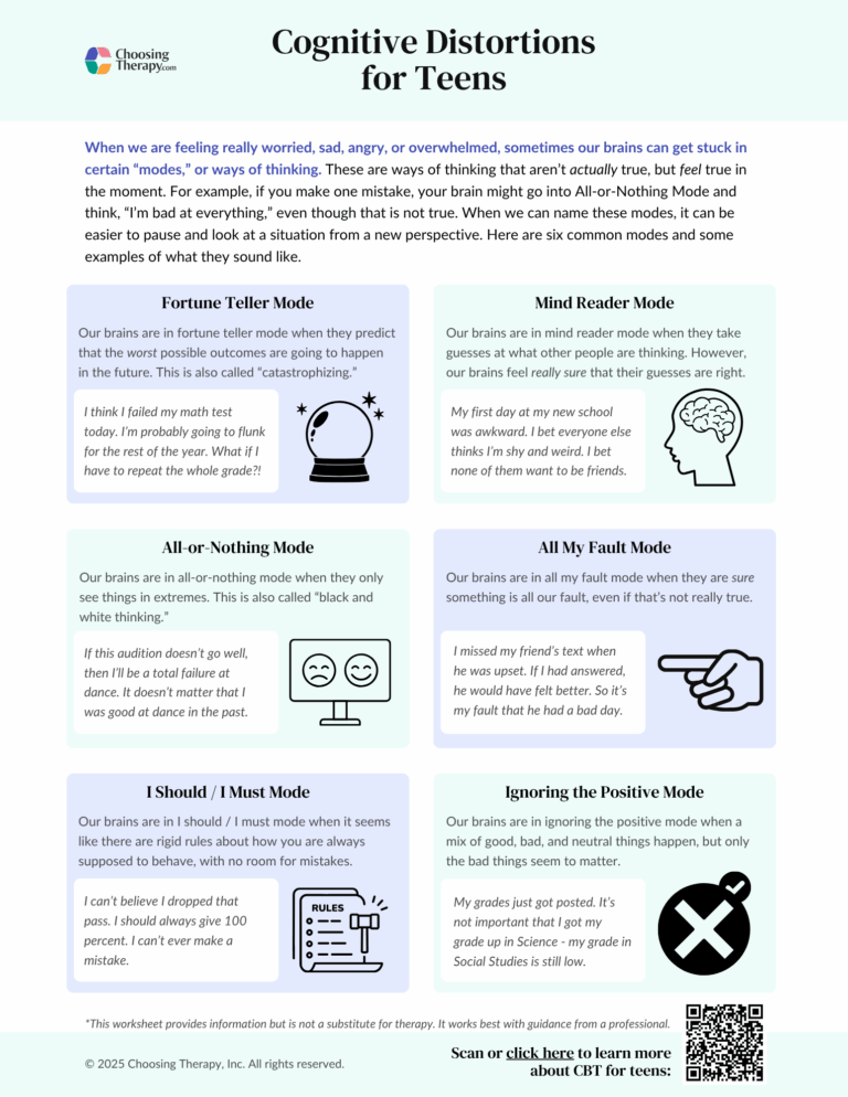 Free Therapy Worksheets for Teens (PDF Downloads) | ChoosingTherapy.com