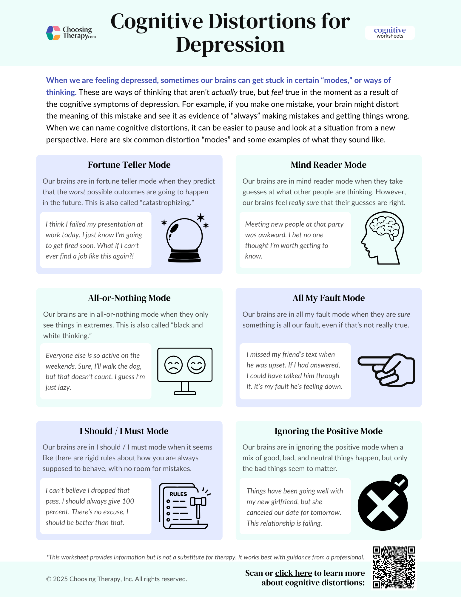 Free Cognitive Distortions for Depression Worksheet (PDF Download ...