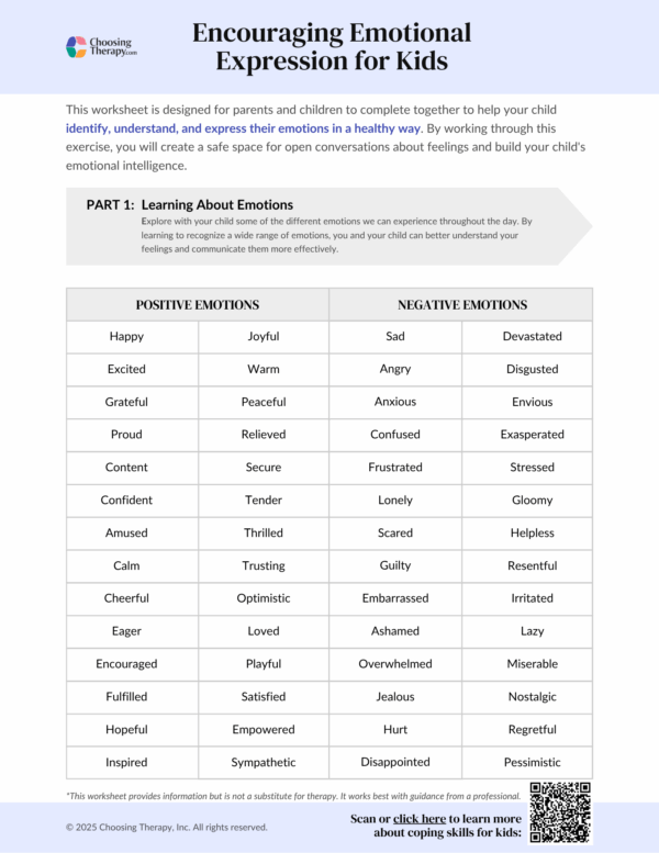 Free Emotional Expression Worksheet for Kids (PDF Download ...
