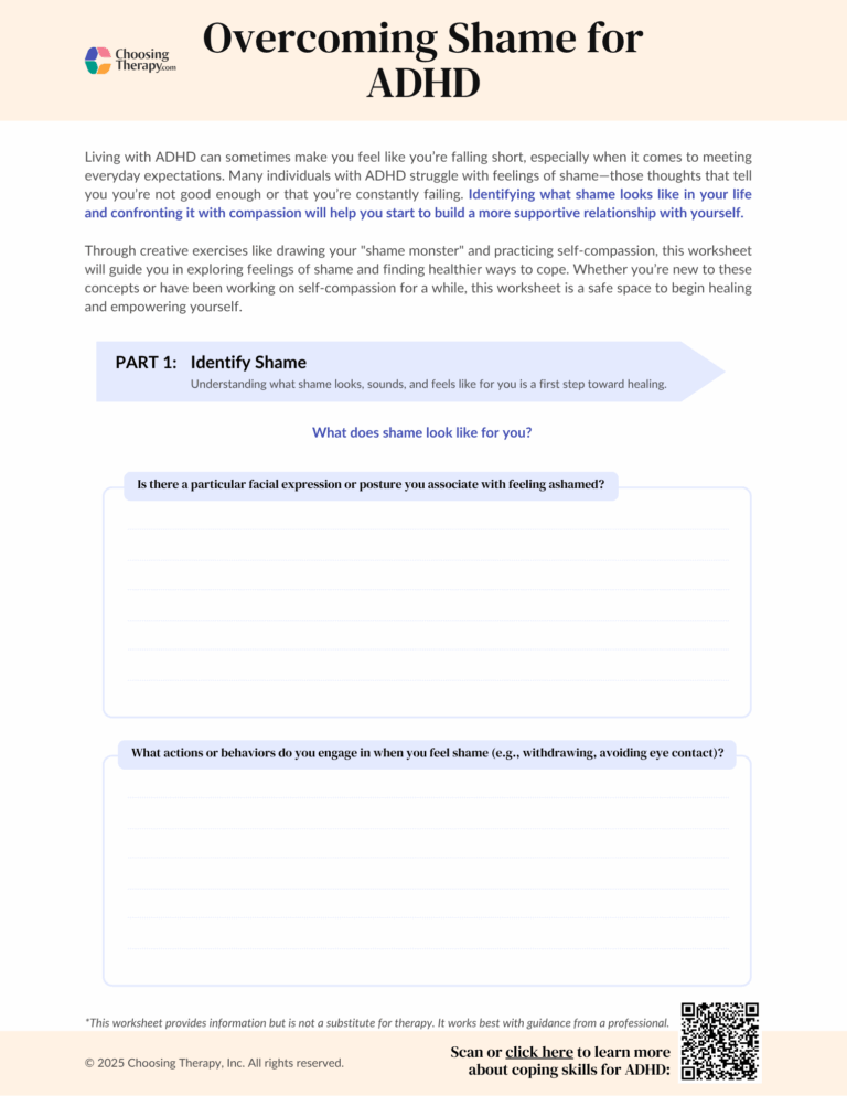 Free ADHD Worksheets (Printable PDF Downloads) | ChoosingTherapy.com