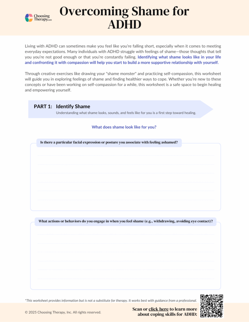 Free ADHD Worksheets (Printable PDF Downloads) | ChoosingTherapy.com