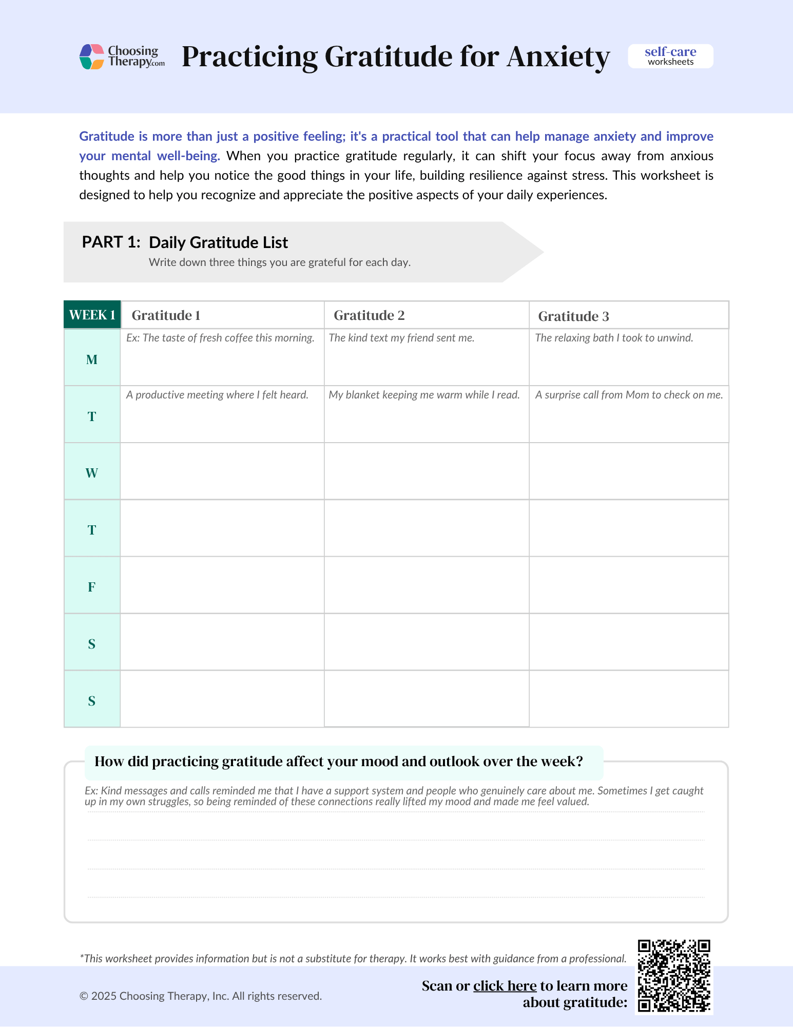 Free Practicing Gratitude for Anxiety Worksheet (PDF Download ...