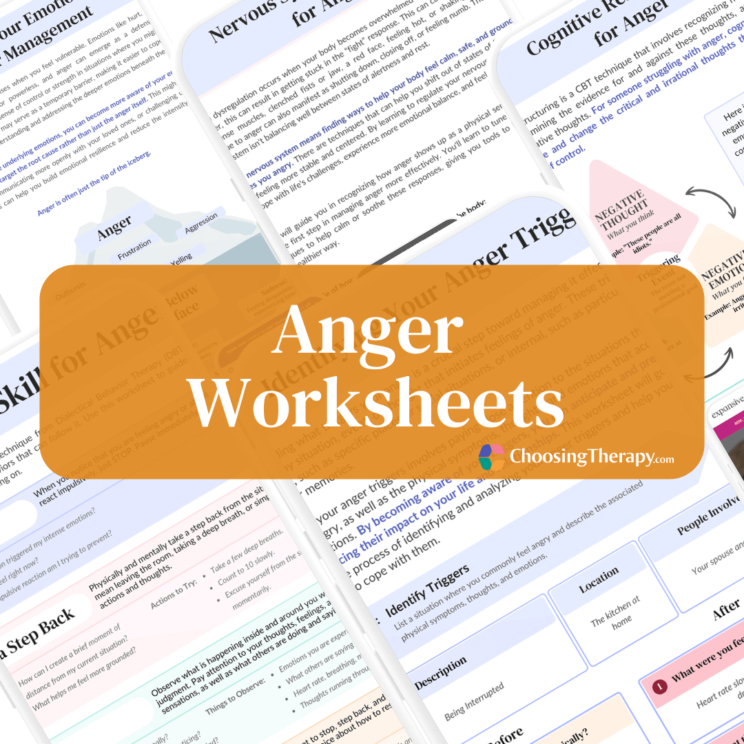 Free Anger Management Worksheets (Printable PDFs) | ChoosingTherapy.com