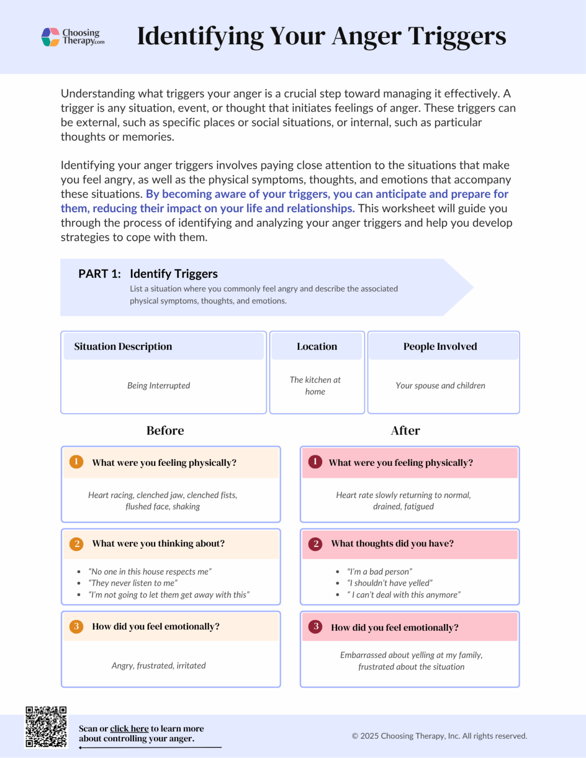 Free Anger Triggers Worksheet (Printable PDF) | ChoosingTherapy.com