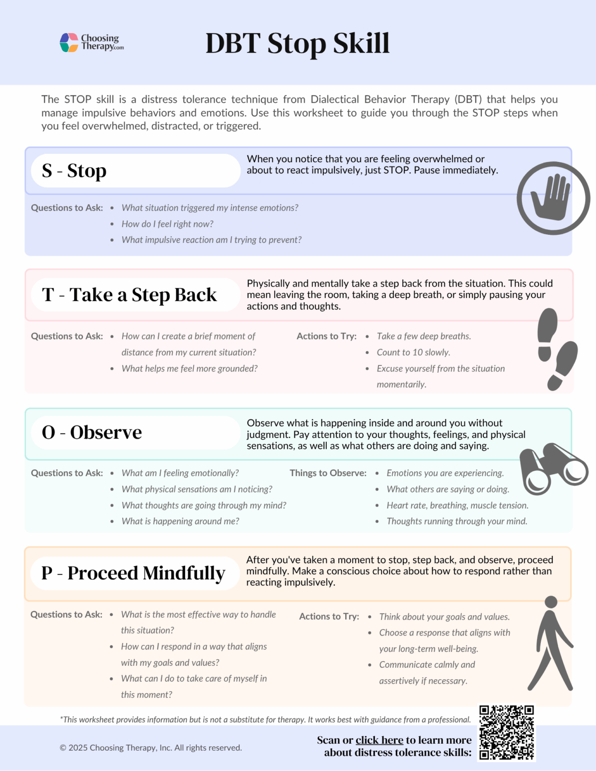 Free DBT STOP Skill Worksheet (Printable PDF) | ChoosingTherapy.com