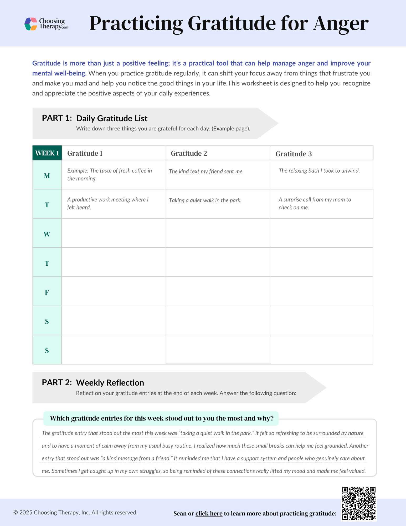 Free Practicing Gratitude Worksheet for Anger (Printable PDF ...