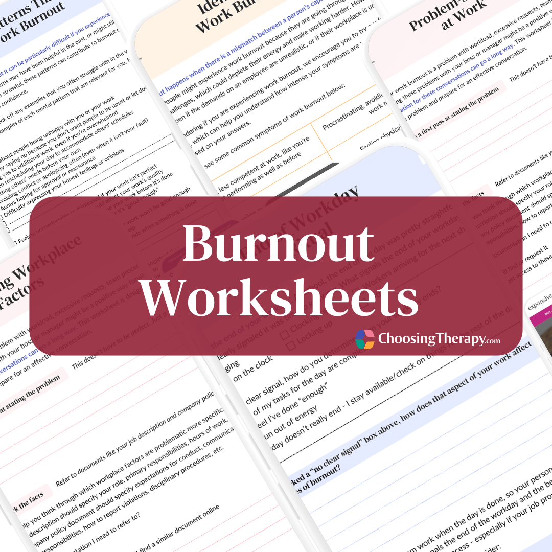 Free Burnout Worksheets (Printable PDFs) | ChoosingTherapy.com