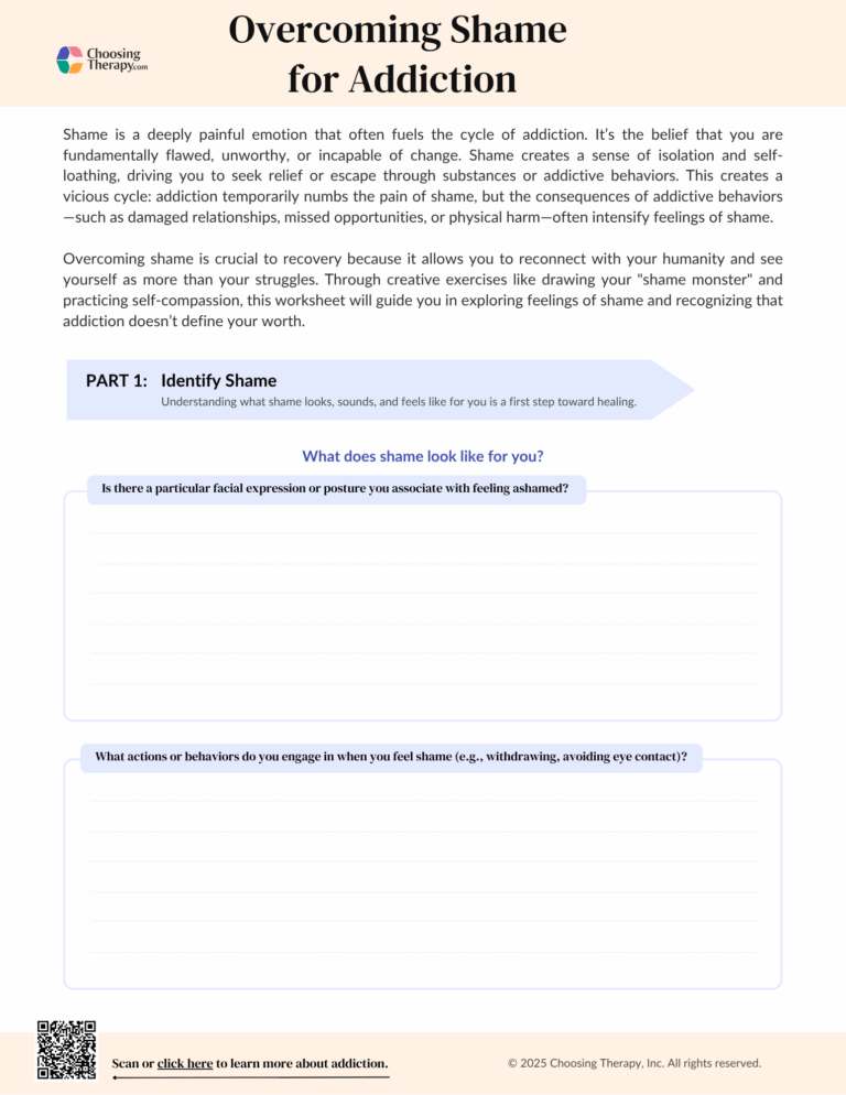 Free Overcoming Shame for Addiction Worksheet (Printable PDF ...
