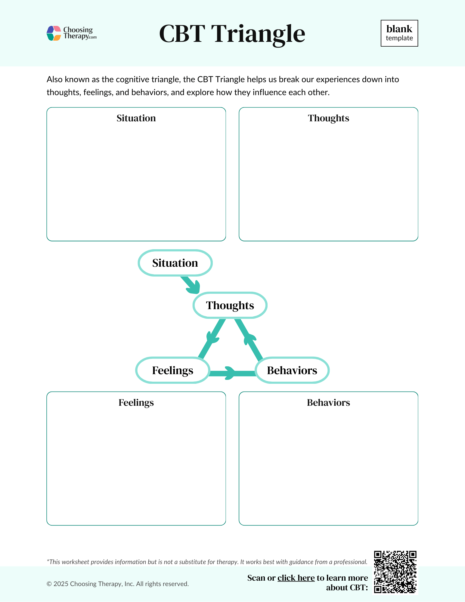 CBT Triangle - Blank Template | ChoosingTherapy.com