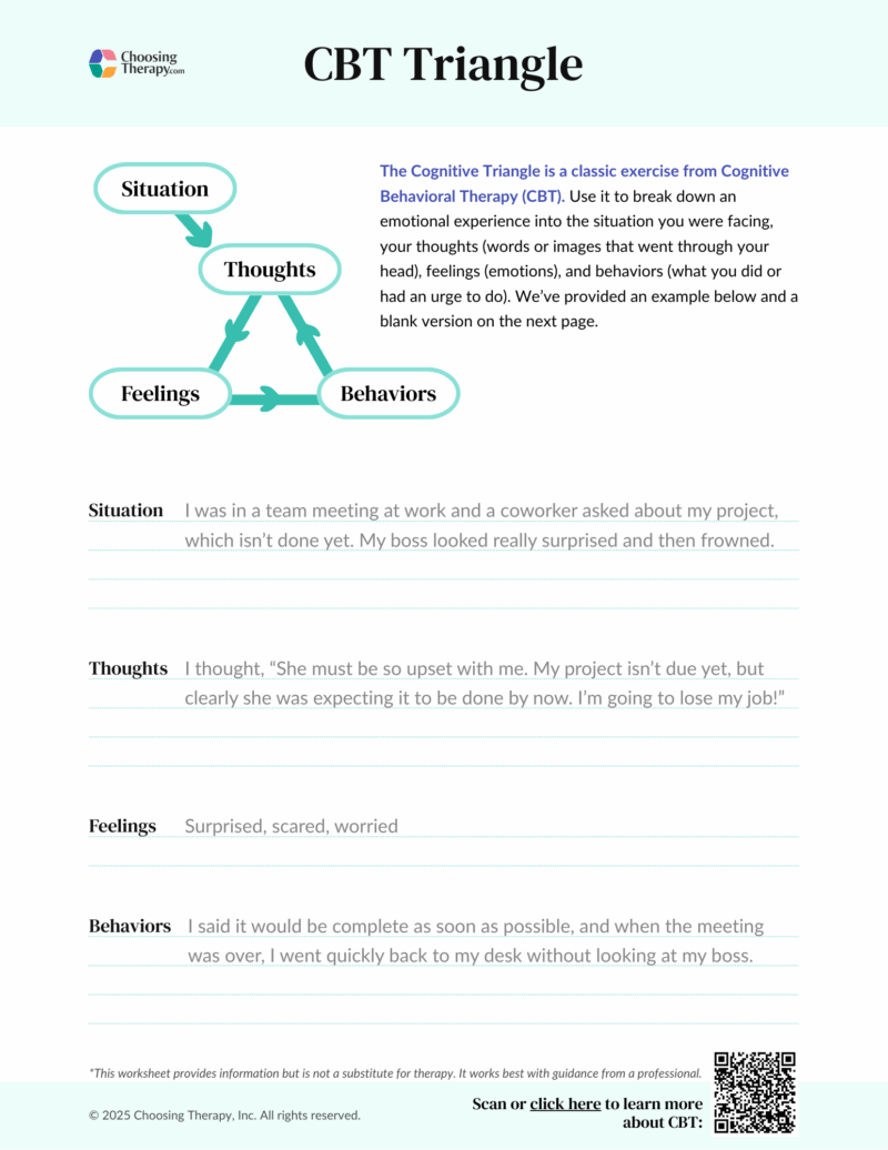 Free CBT Worksheets (Printable PDF Downloads) | ChoosingTherapy.com