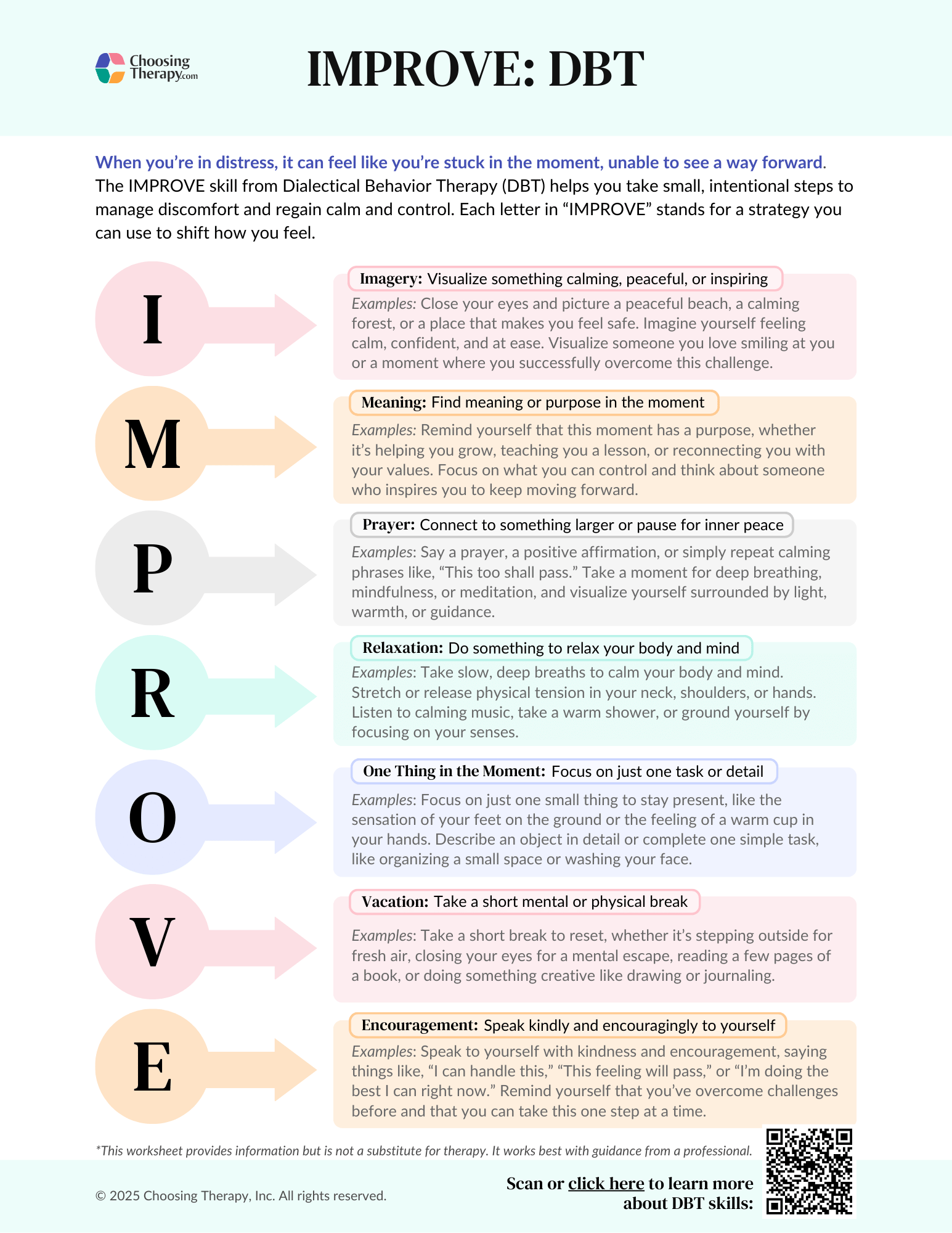 Free DBT Improve Skill Worksheet (Printable PDF) | ChoosingTherapy.com