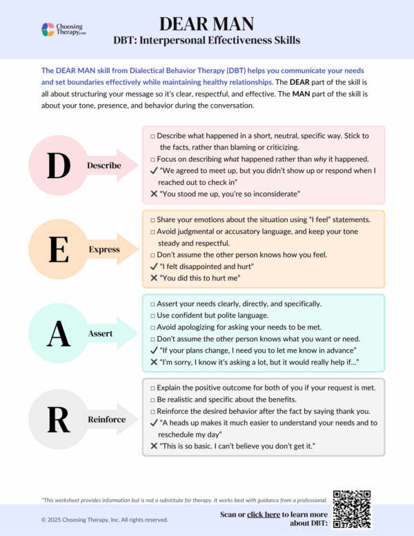 Free DBT DEAR MAN Worksheet (Printable PDF) | ChoosingTherapy.com