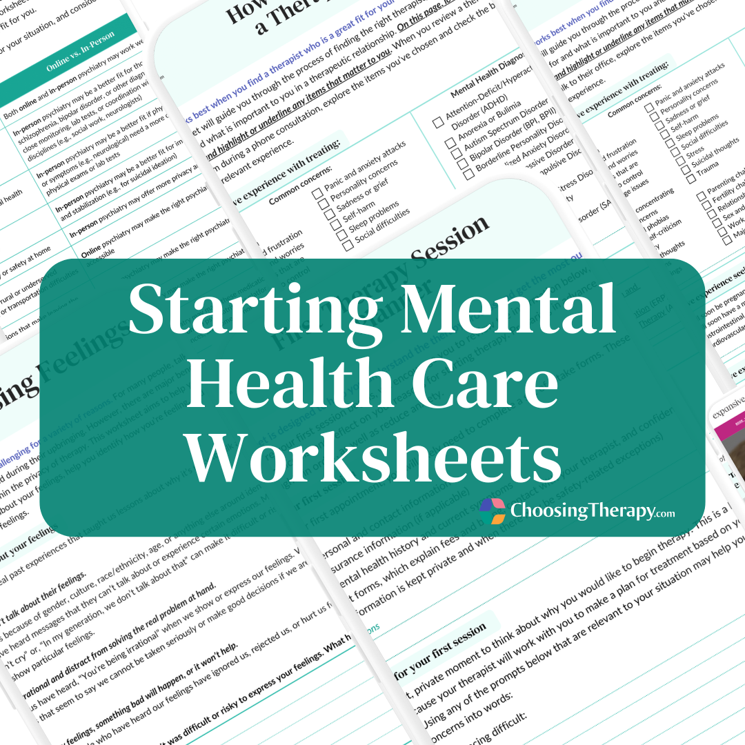 Free Starting Mental Health Care Worksheets (Printable PDFs ...