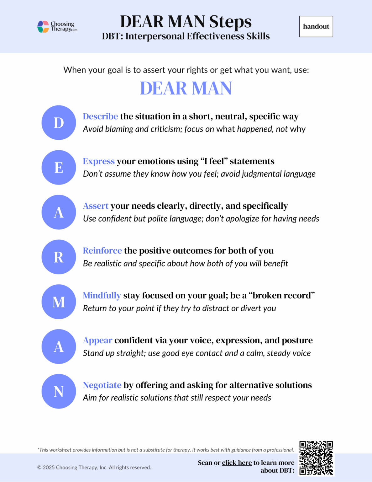 Free DBT DEAR MAN Worksheet (Printable PDF) | ChoosingTherapy.com