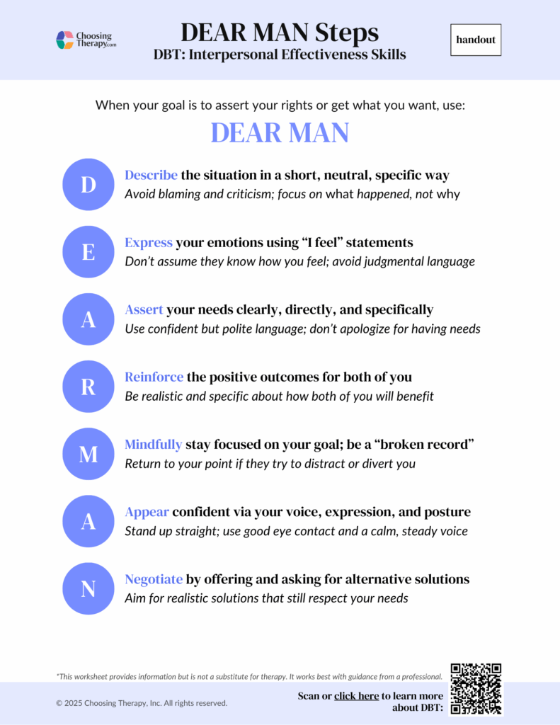 Free DBT DEAR MAN Worksheet (Printable PDF) | ChoosingTherapy.com