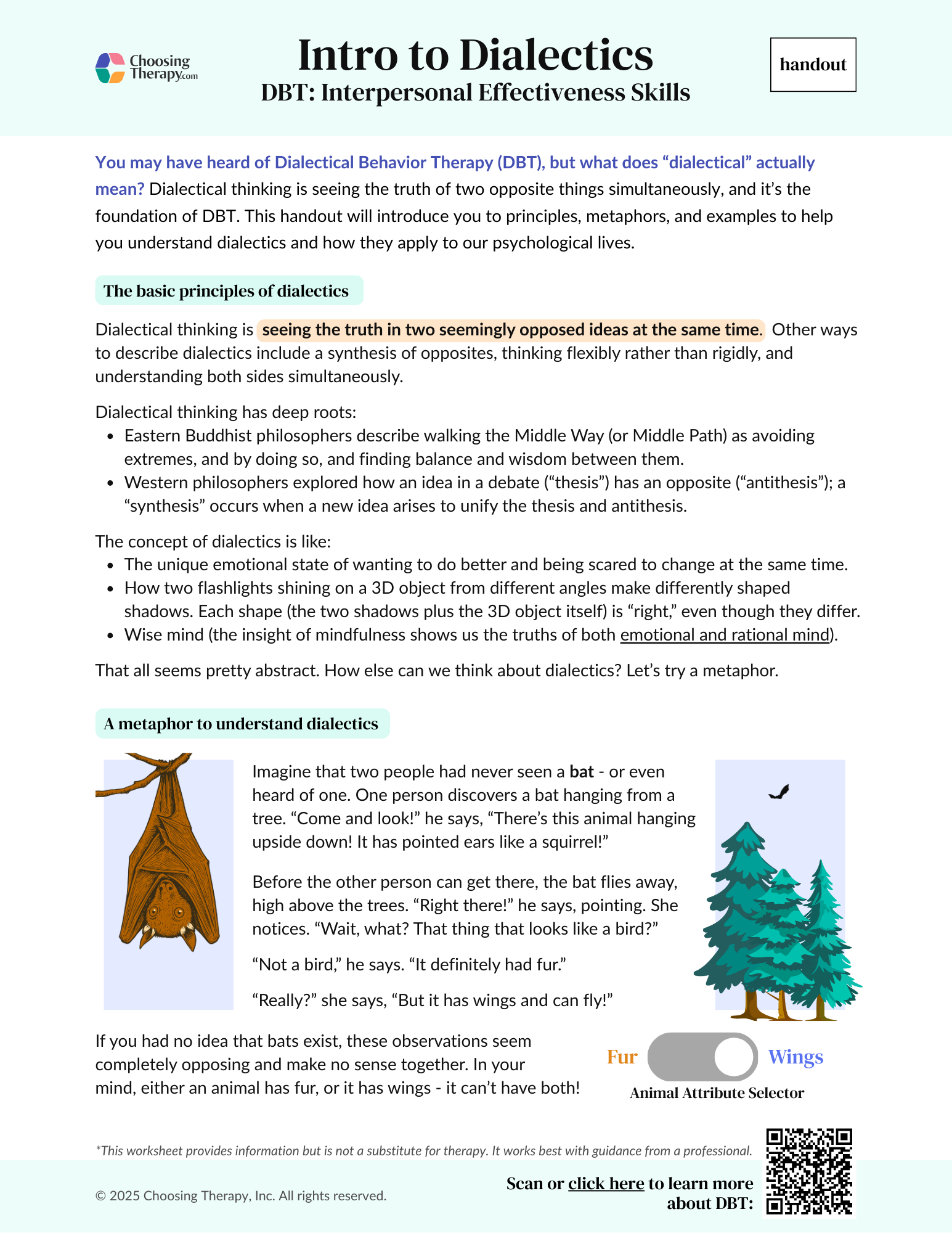 DBT Dialectics Worksheet (Free PDF Download) | ChoosingTherapy.com