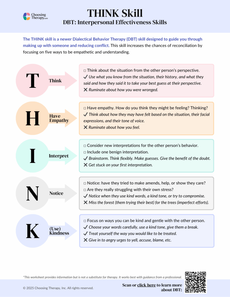 Free DBT Worksheets (Printable PDFs) | ChoosingTherapy.com