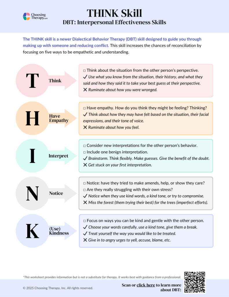 Free DBT Worksheets (Printable PDFs) | ChoosingTherapy.com