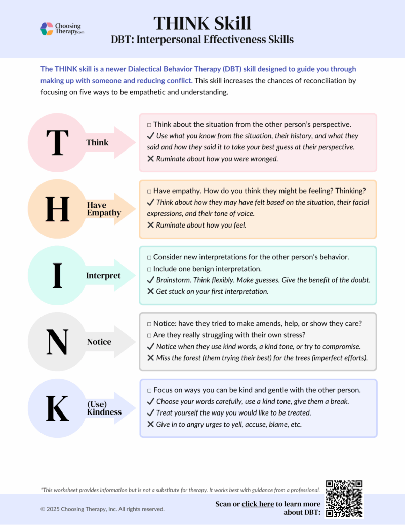 Free DBT Worksheets (Printable PDFs) | ChoosingTherapy.com