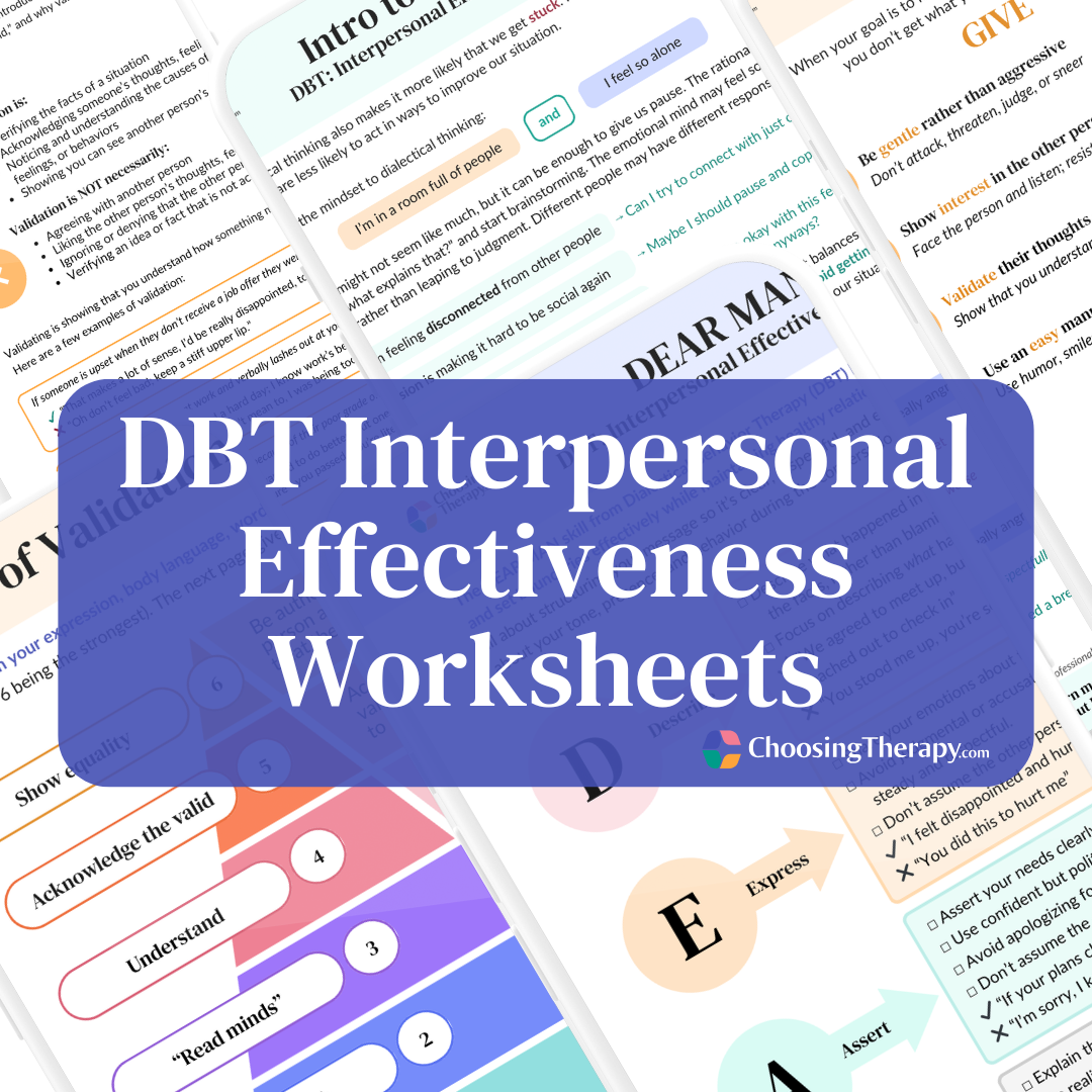 DBT Interpersonal Effectiveness Worksheets (Free Printable PDFs ...