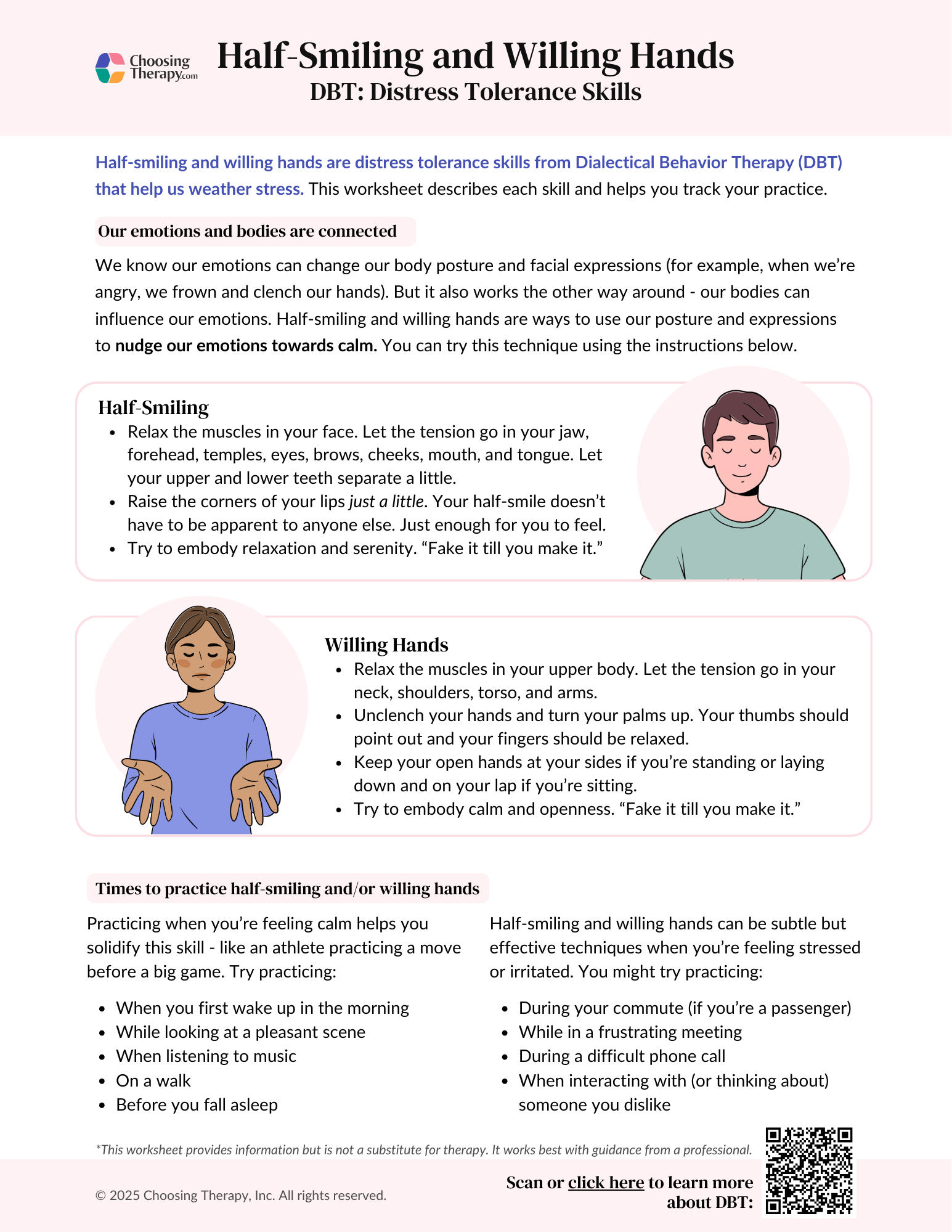 Half Smiling Willing Hands Worksheet | ChoosingTherapy.com