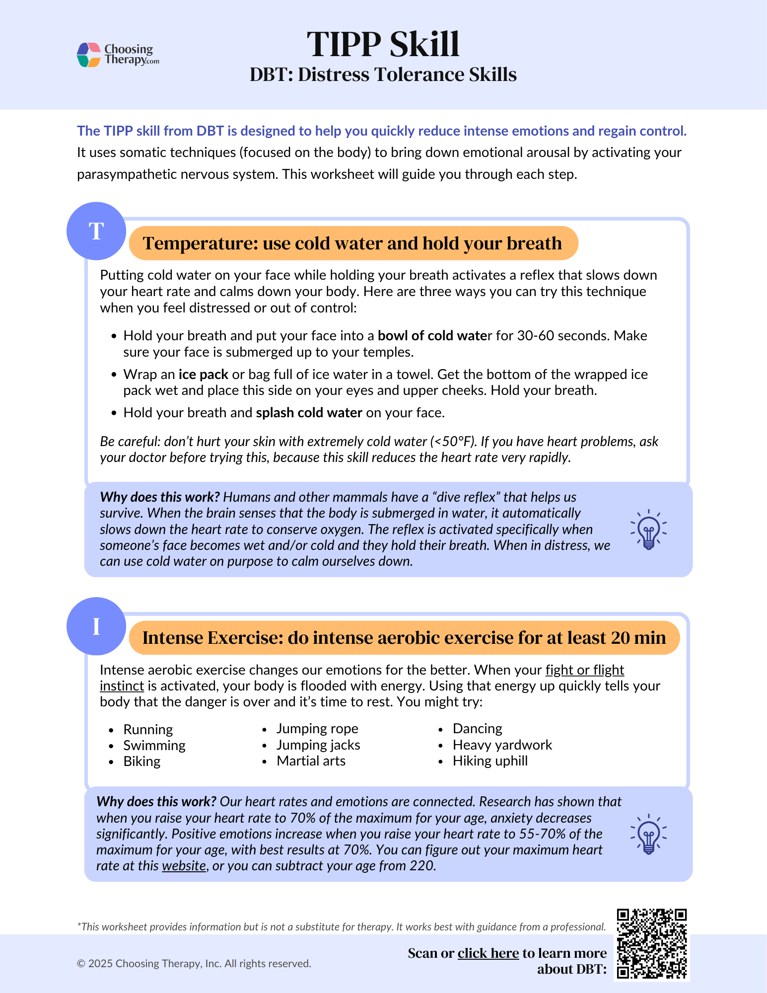 TIPP Skill Worksheet | ChoosingTherapy.com