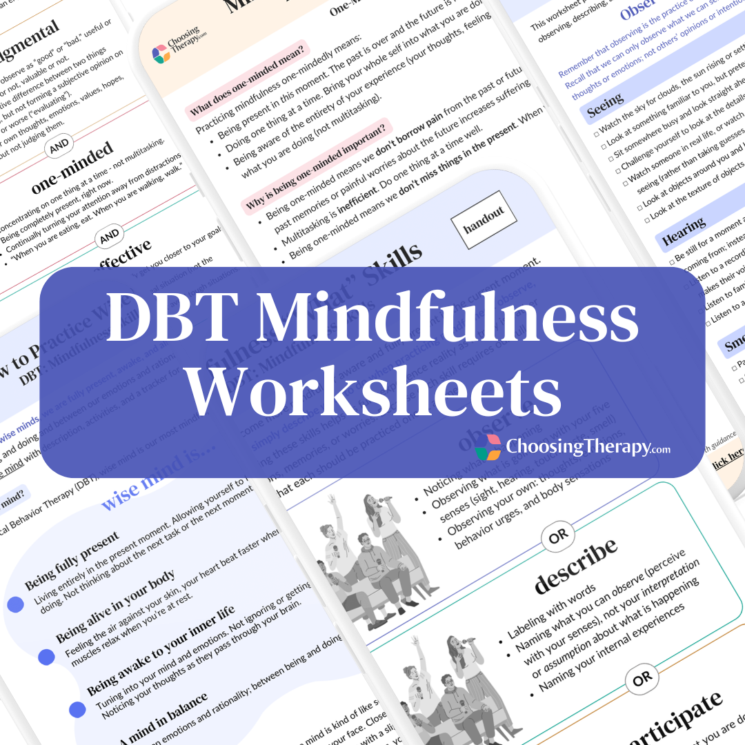 DBT Mindfulness Worksheets (Free Printable PDFs) | ChoosingTherapy.com