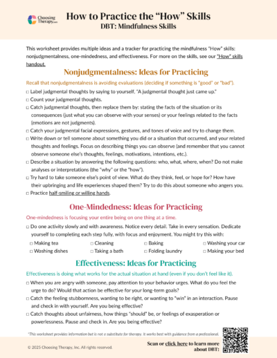 Free DBT Worksheets (Printable PDFs) | ChoosingTherapy.com