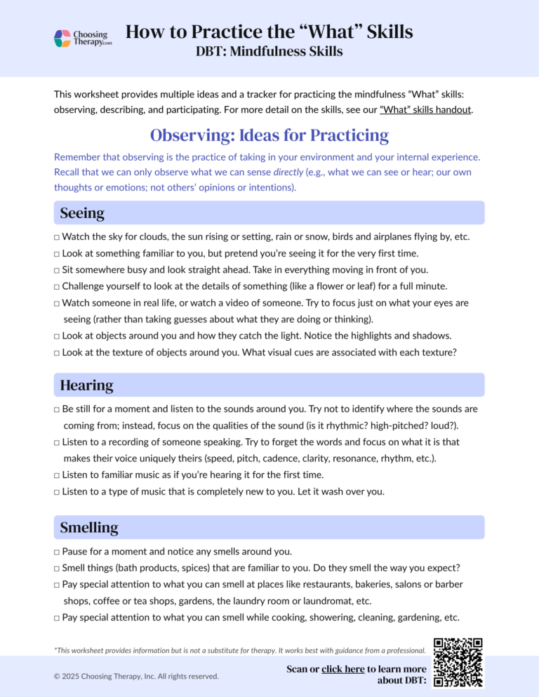 Free DBT Worksheets (Printable PDFs) | ChoosingTherapy.com